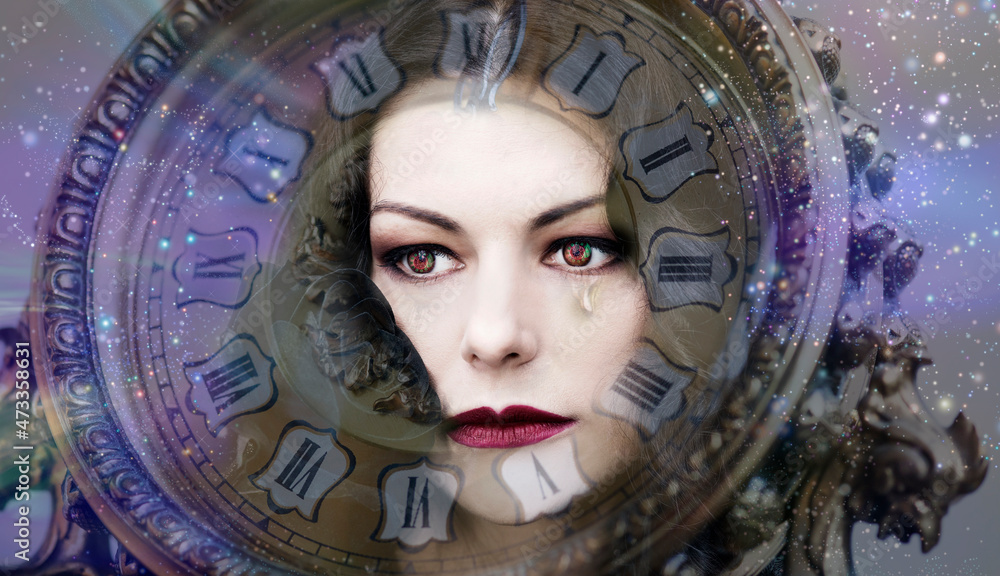 Art portrait woman time and space Stock Photo | Adobe Stock