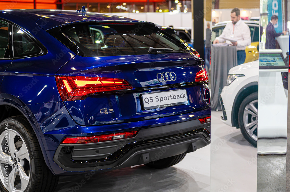 LED rear lights and car back design of nev Audi Q5 Sportback SUV, model ...