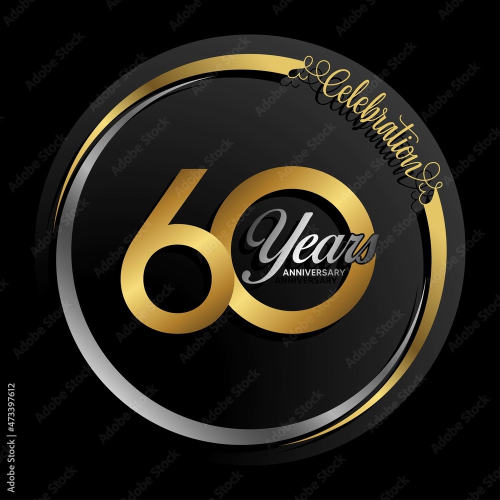 60th anniversary logo. Golden anniversary celebration emblem design for ...