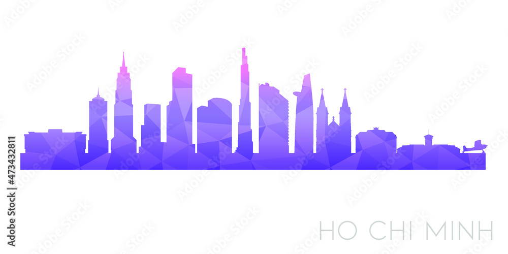 Ho Chi Minh City, Vietnam Low Poly Skyline Clip Art City Design ...