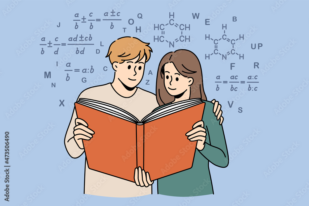 Learning mathematics and studying concept. Positive boy and girl ...