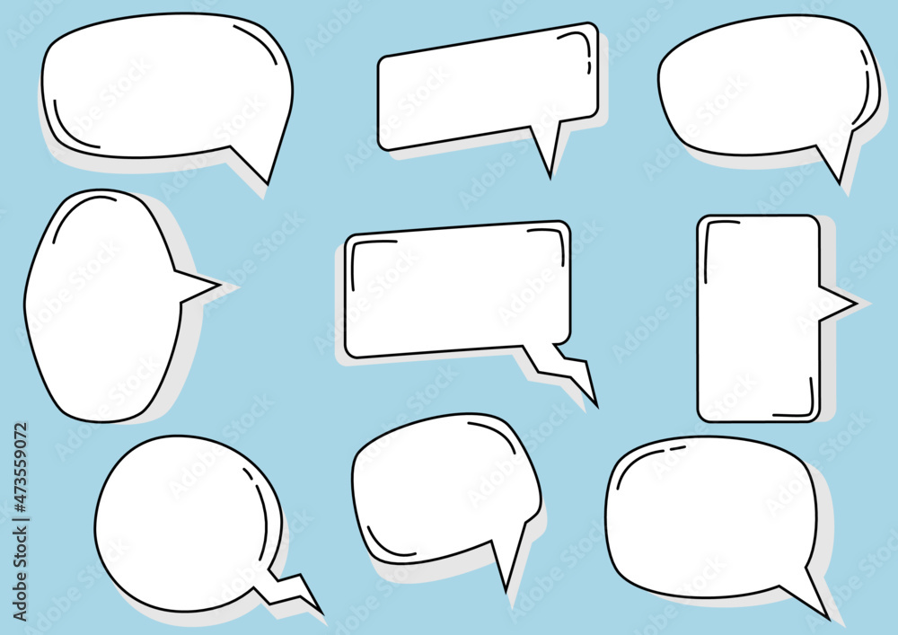 Collection set of white blank speaking box, speech bubbles, frame talk ...