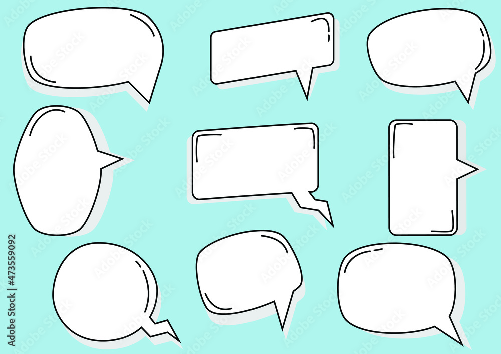 Collection set of white blank speaking box, speech bubbles, frame talk ...