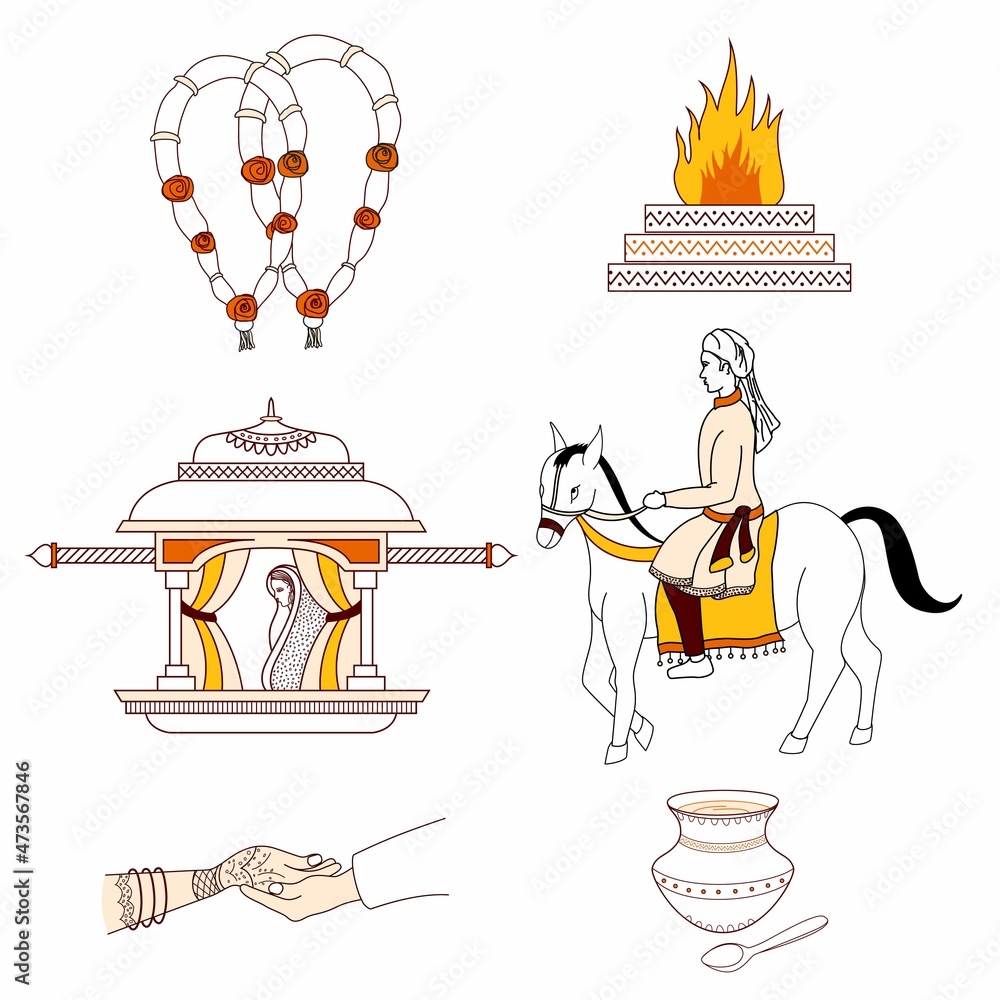 Indian Hindu Wedding Clipart Icon Vector like Ghudchadi Vidai Doli ...