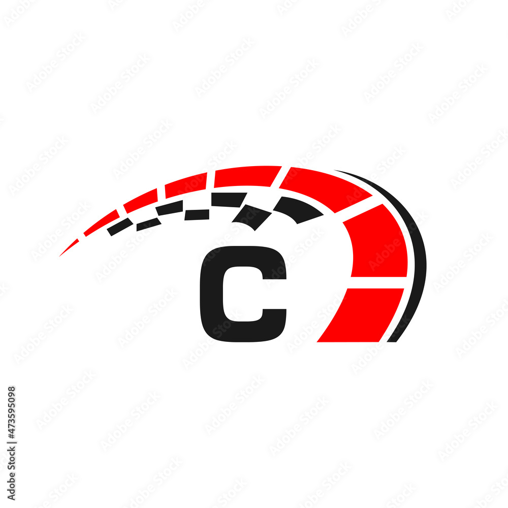Sport Car Logo On Letter C Speed Concept. Car Automotive Template For ...