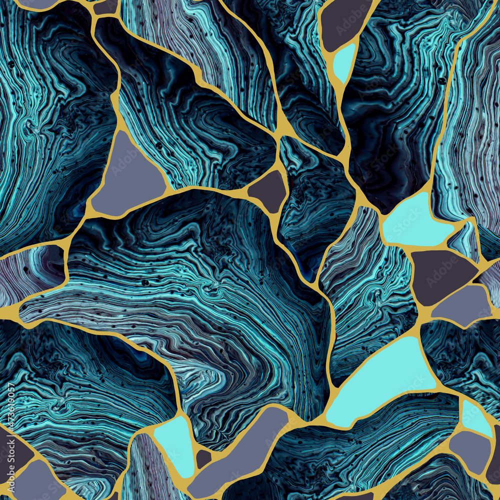 Illustration Stock Kintsugi abstract textured seamless pattern with ...
