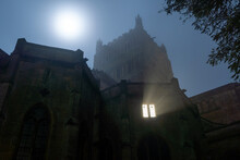 Church In Fog At Night Free Stock Photo - Public Domain Pictures