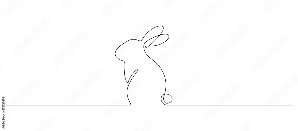 Vector de Stock Continuous one line drawing of Easter Bunny. Cute ...