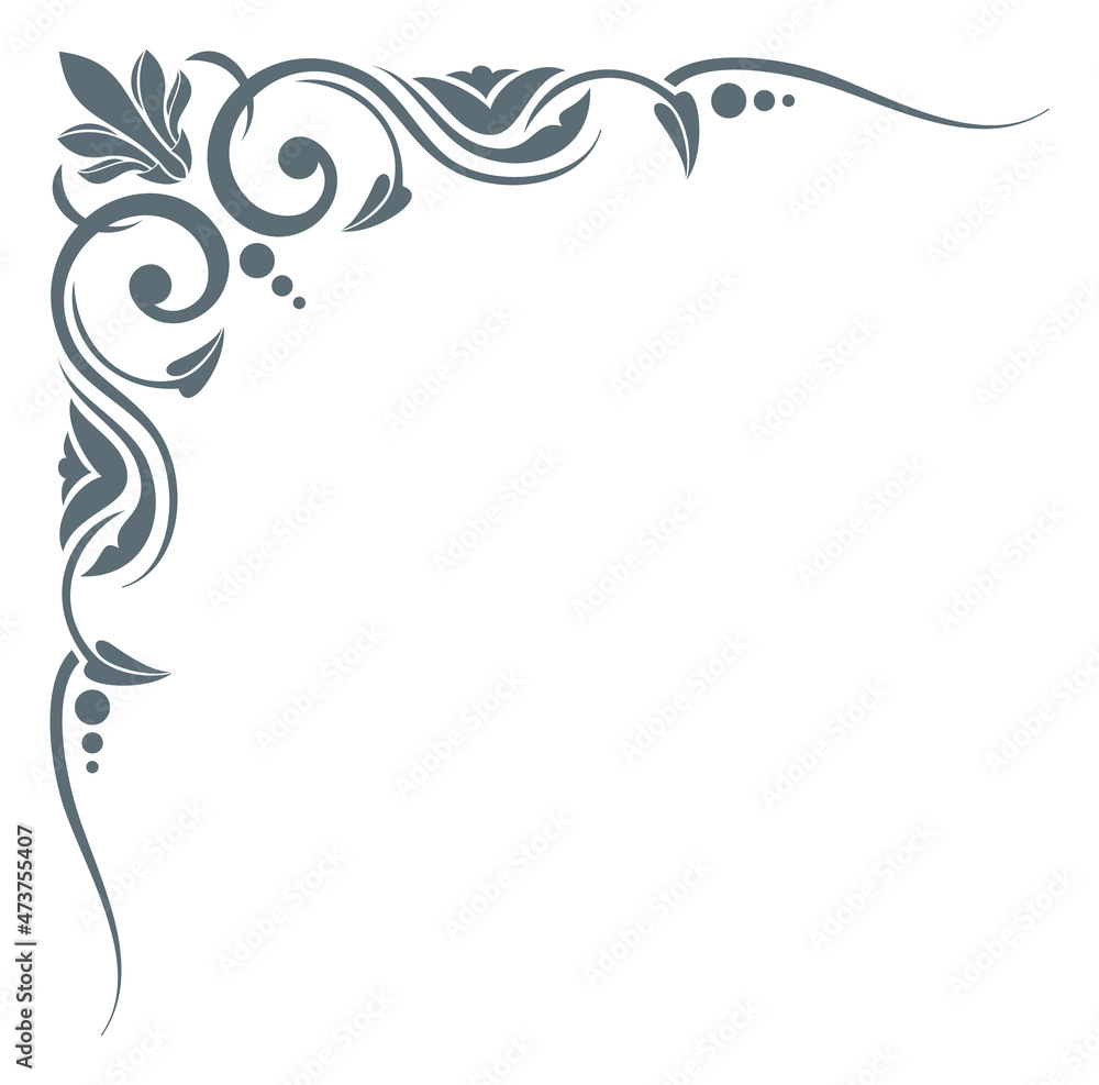 Decorative corner with swirls and vines. Retro style border Stock Vector | Adobe Stock