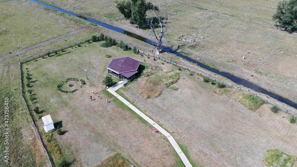 Ancient yurts of the Khakas, Nomadic peoples of Asia, Siberia, Drone ...