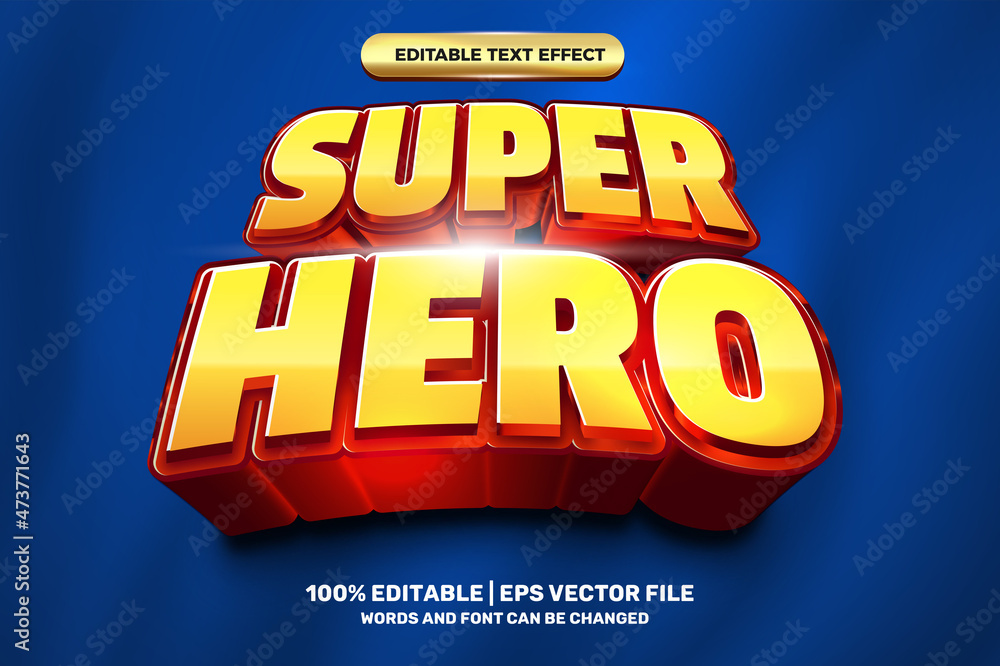 Super Hero 3D Editable text Effect Style Stock Vector | Adobe Stock