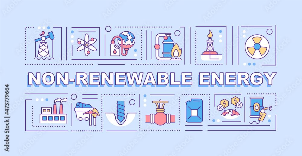 Non-renewable energy word concepts banner. Power sources. Infographics ...