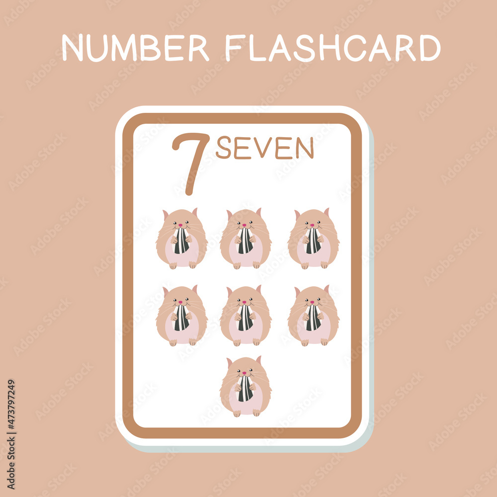 Cute number flashcards with animals set. English counting with animal ...