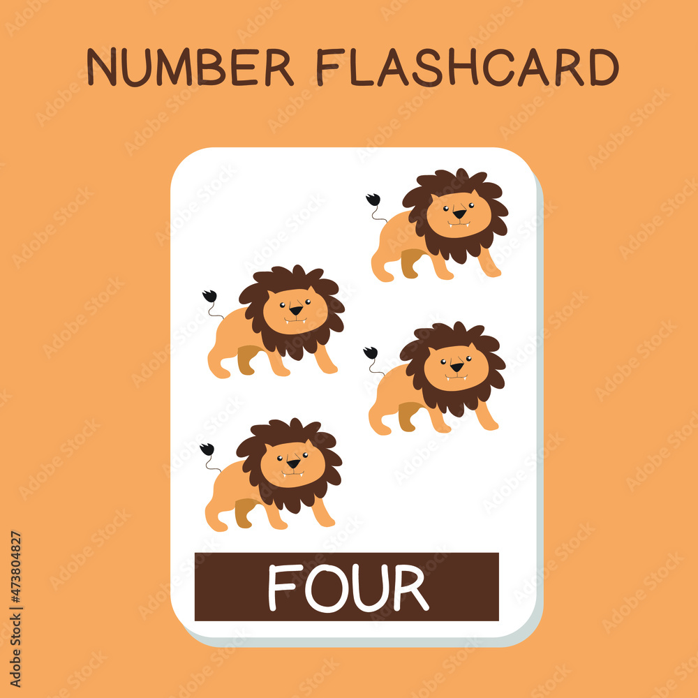 Cute number flashcards with animals set. English counting with animal ...