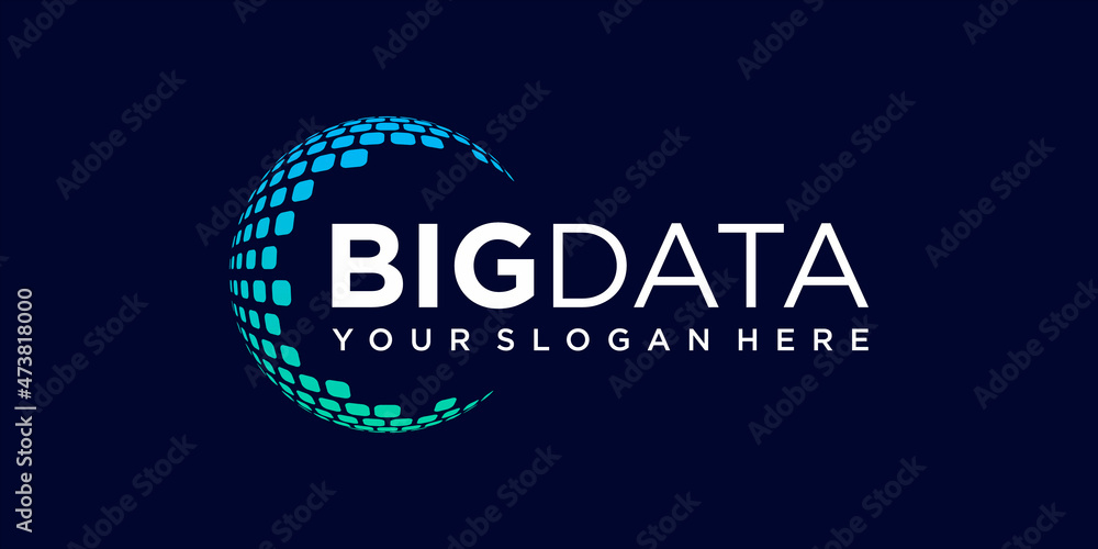 big data globe logo design vector symbol icon. pixel globe icon Stock ...