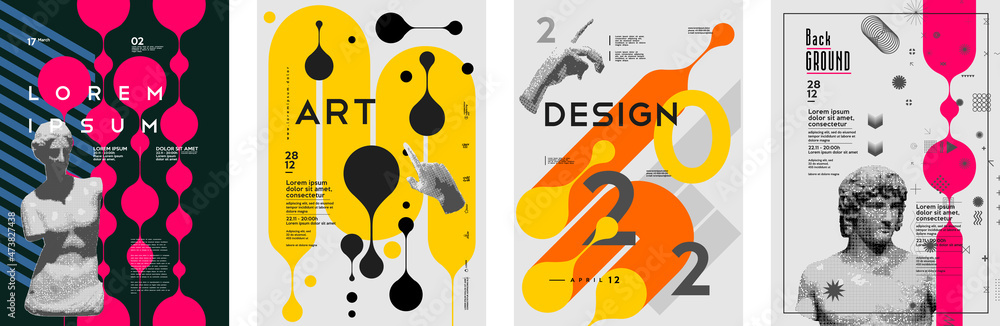 Art posters. Drawings and geometric shapes. Exhibition of painting ...