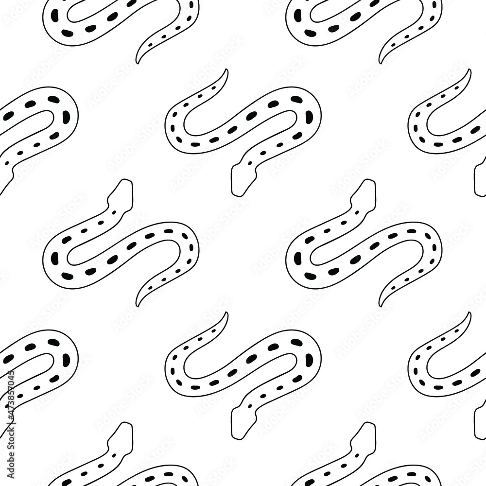 Seamless pattern with snake doodles. Contour image Background with ...