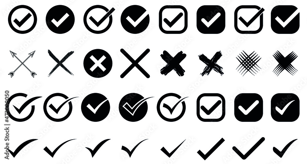 Стоковое векторное изображение «Check mark icon set in black color ...