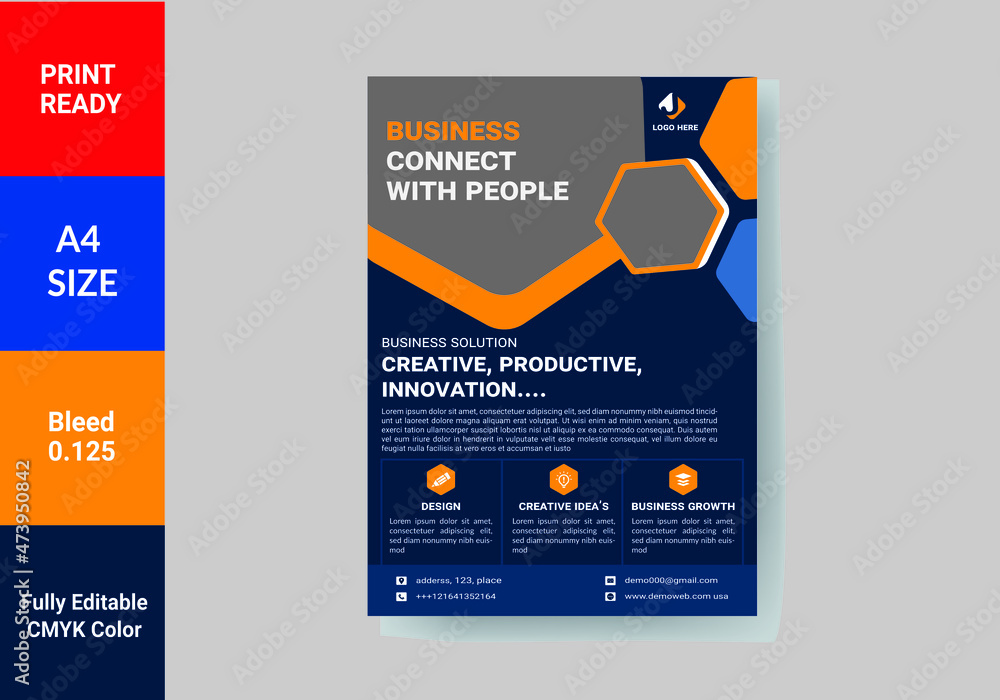 Corporate A4 Flyer Design Template Stock Vector | Adobe Stock