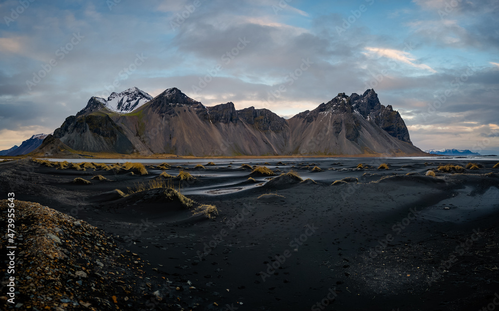 Landscape of Vestrahorn mountaine on Stokksnes cape in Iceland. Best ...