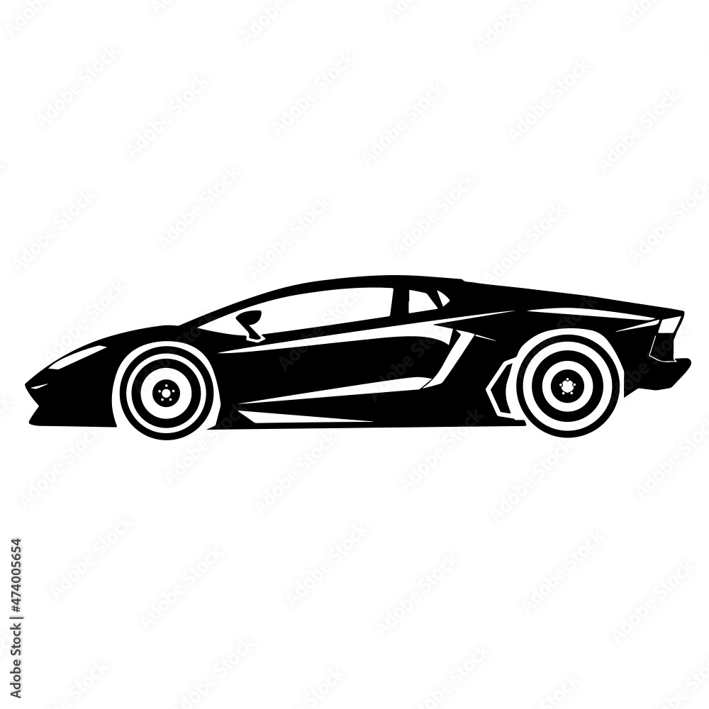 Sports Car Slick Line Art Silhouette Design Element Art SVG EPS Logo ...