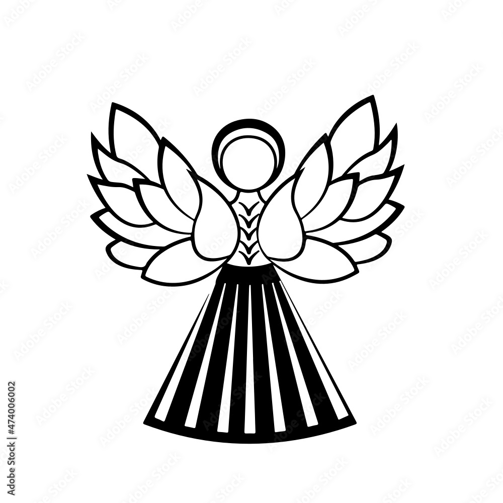 Angel Christmas Line Art Silhouette Design Element Art SVG EPS Logo PNG ...