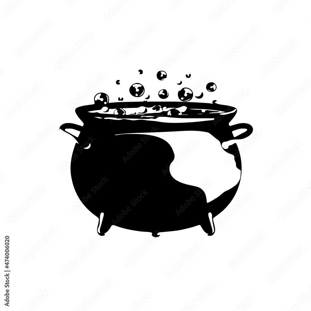 Cauldron Line Art Silhouette Design Element Art SVG EPS Logo PNG Vector ...