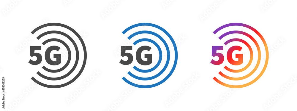 5G logos. High speed internet icon or logo. 5G communication technology ...