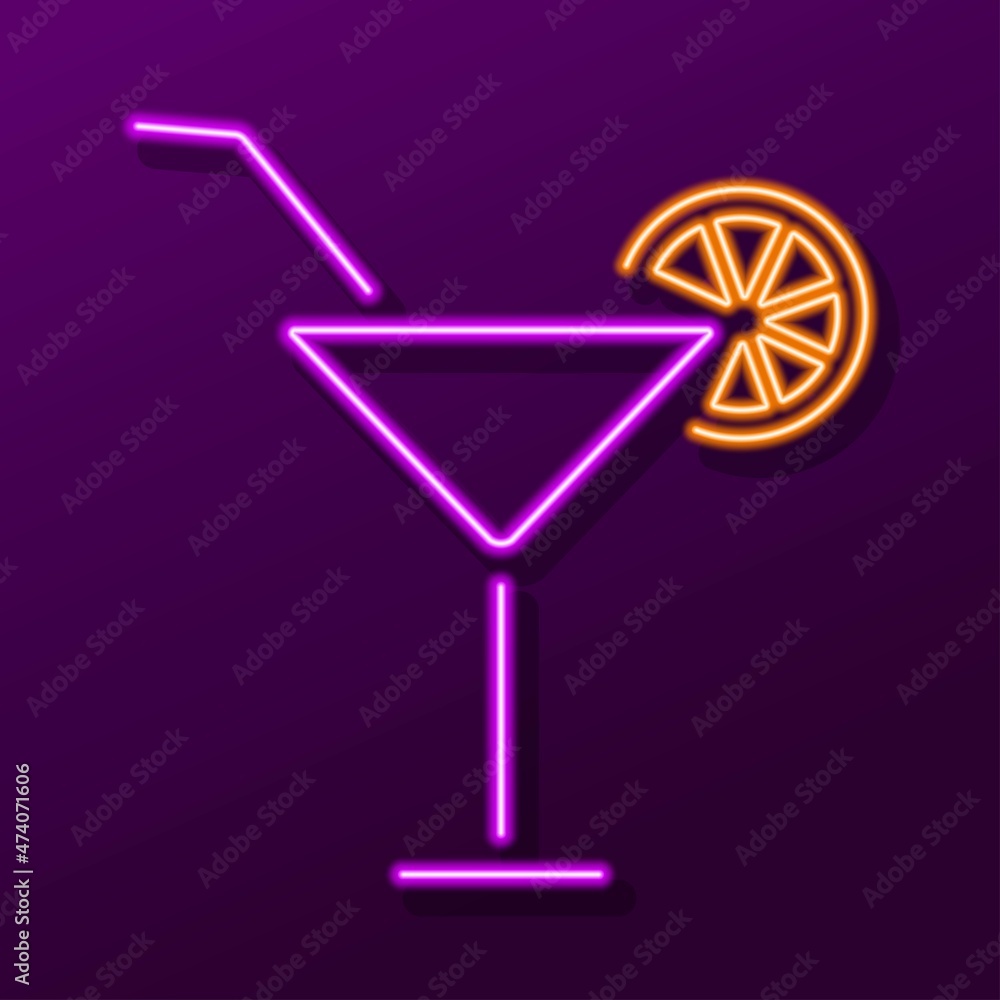 cocktail neon sign, modern glowing banner design, colorful modern ...