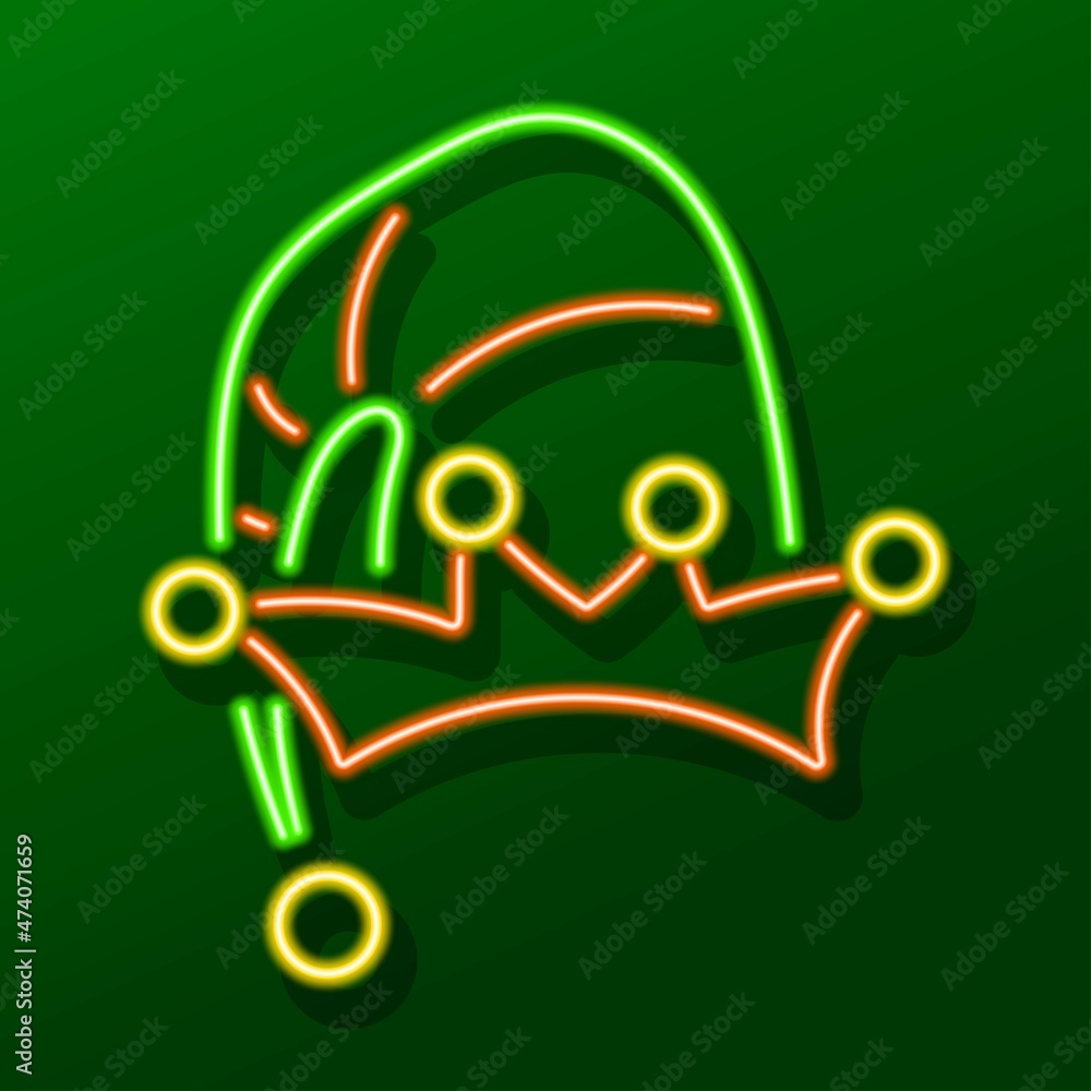 elf hat neon sign, modern glowing banner design, colorful modern design ...