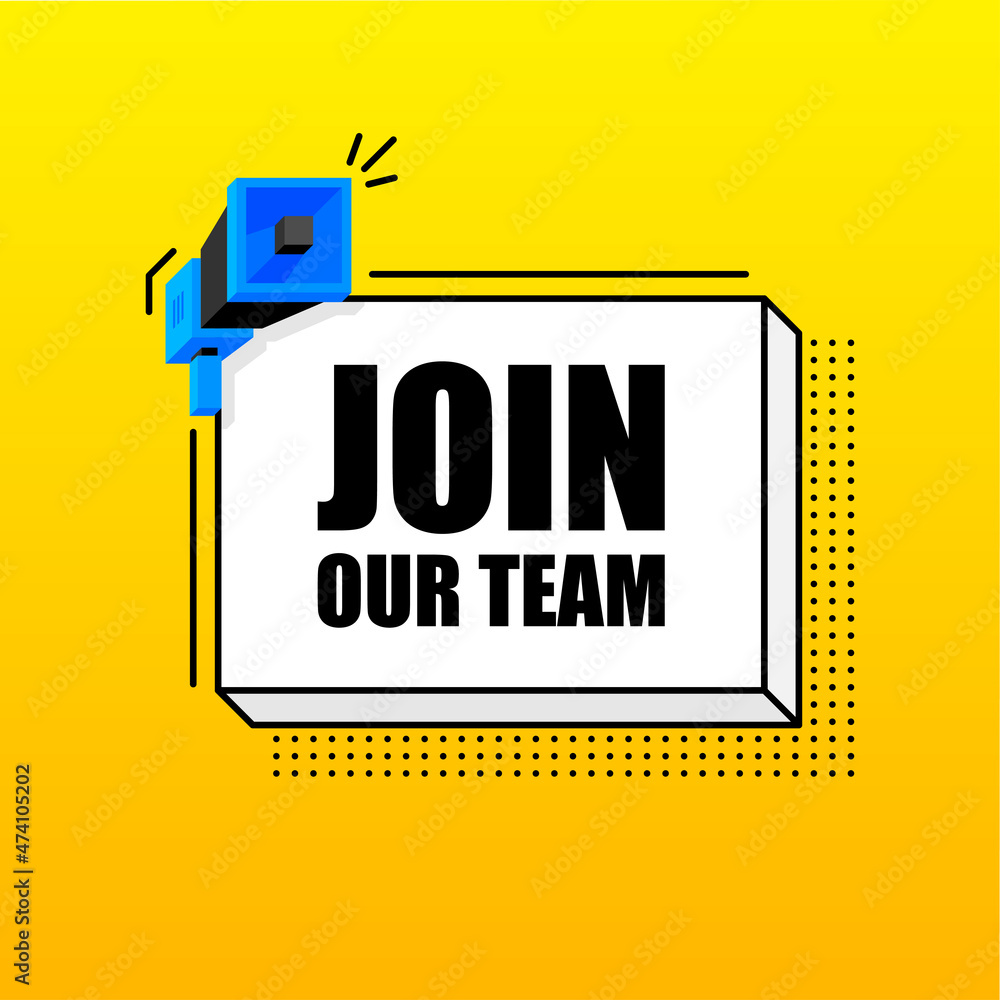 Join our Team banner template. Marketing flyer with megaphone ...