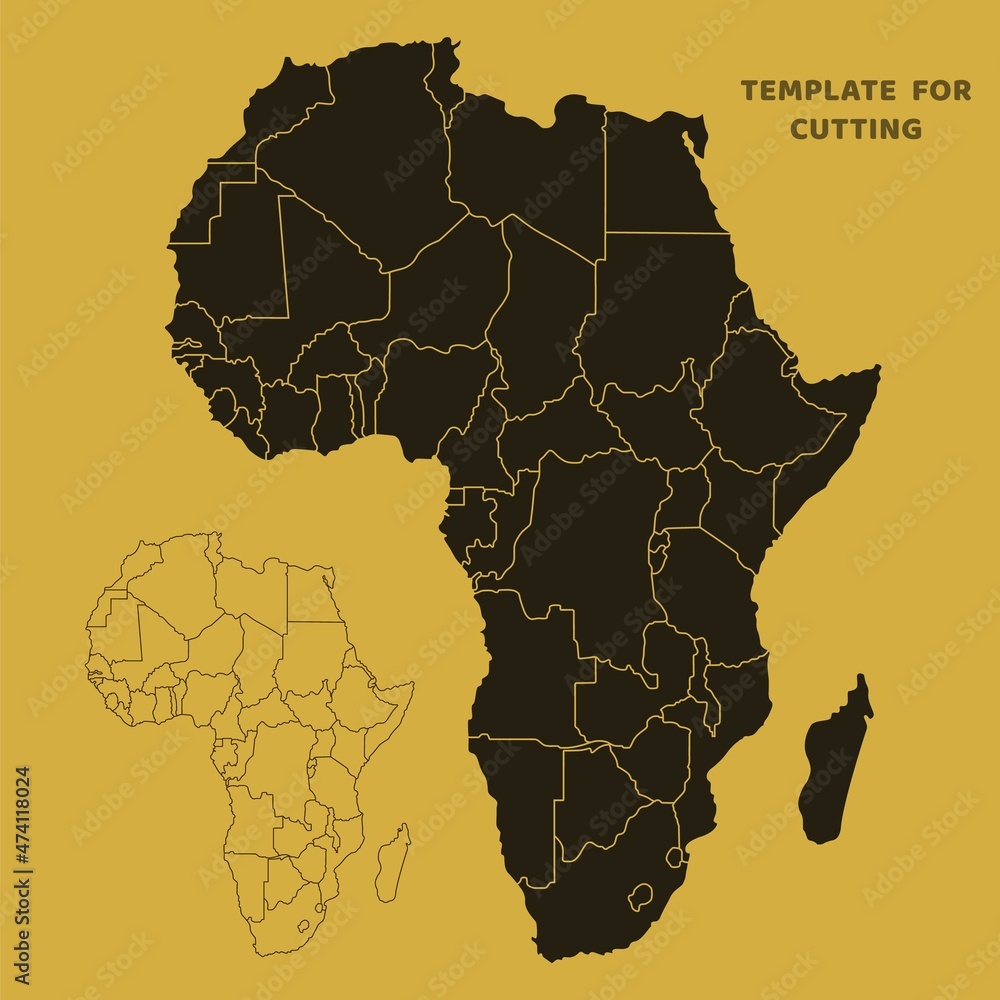 Africa map Template for laser cutting, wood carving, paper cut ...