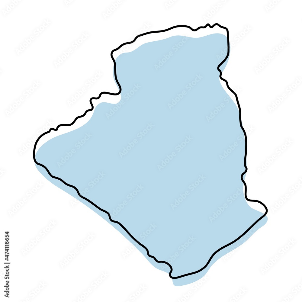 Stylized simple outline map of Algeria icon. Blue sketch map of Algeria ... Stylized simple outline map of Algeria icon. Blue sketch map of Algeria ...