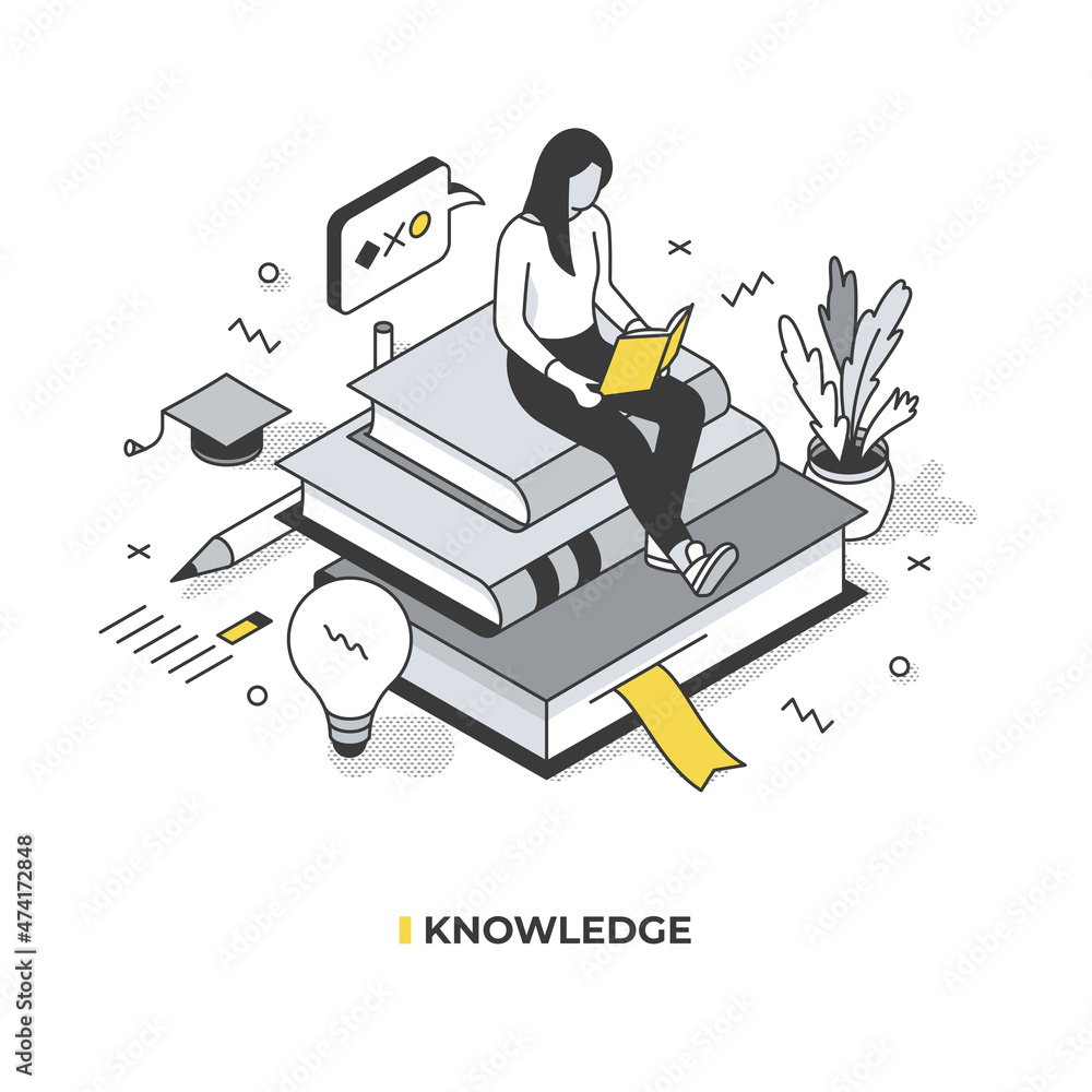 Knowledge Isometric Illustration Stock Vector | Adobe Stock