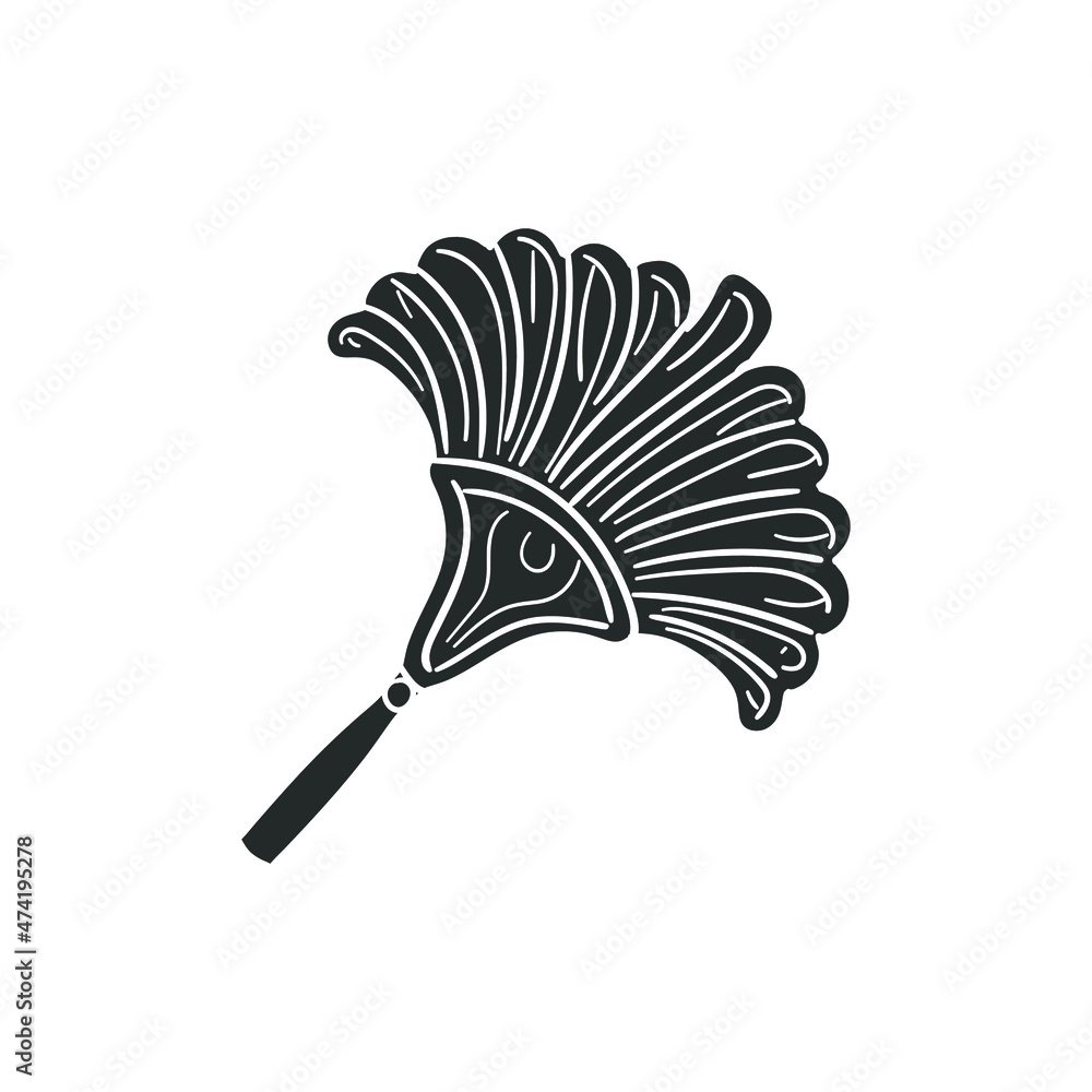 Egyptian Fan Icon Silhouette Illustration. Antique Ornament Culture ...