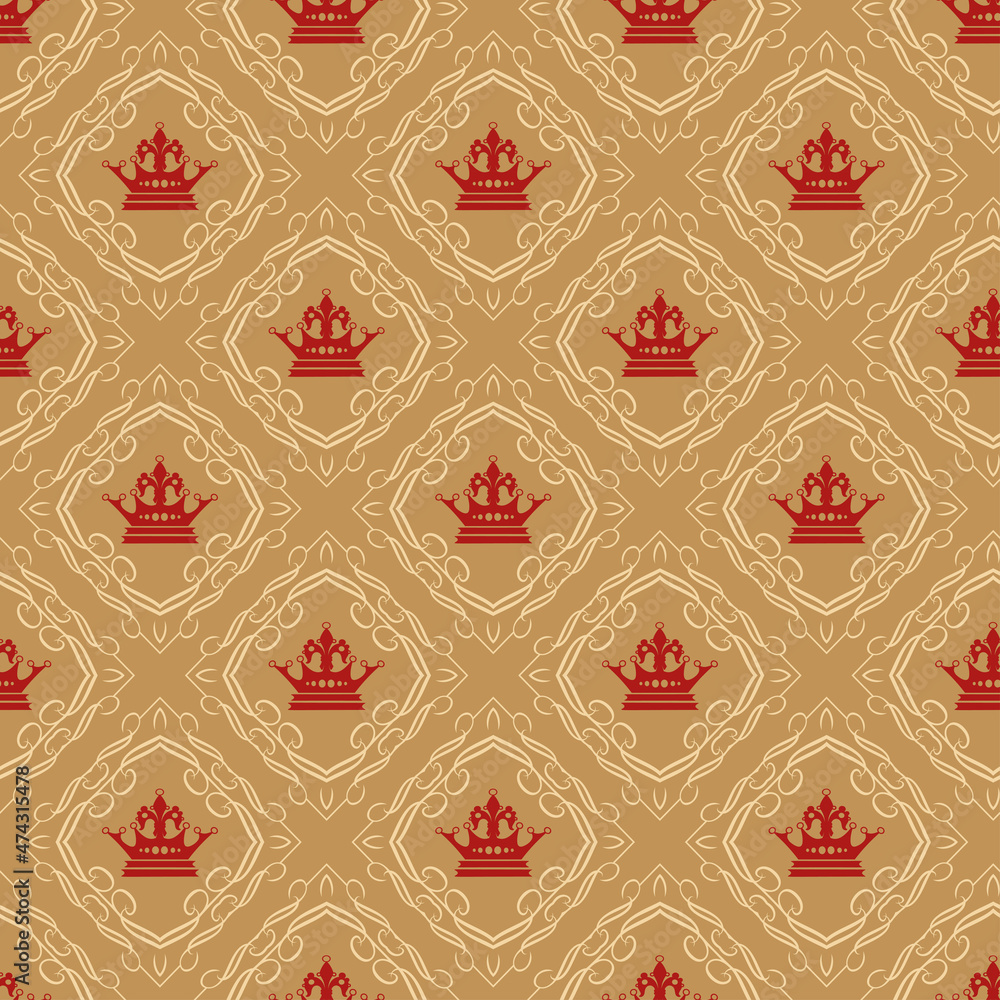 Royal background pattern with decorative elements on a gold background ...