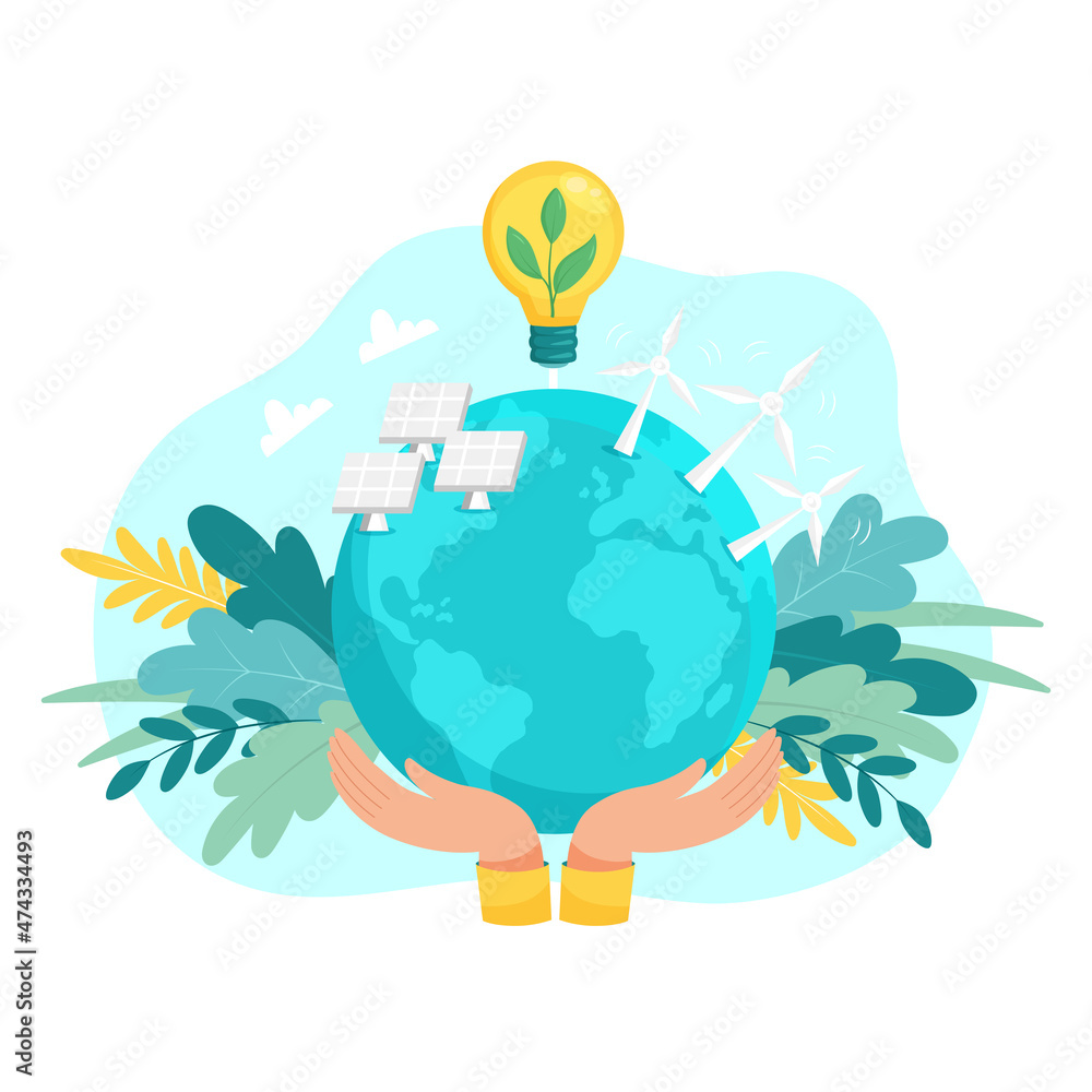 Alternative Clean Energy Concept with Wind Turbines and Solar Panels ...