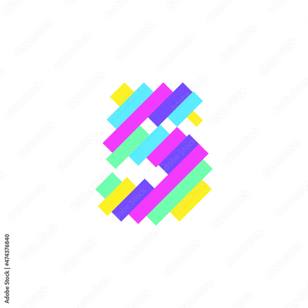Colorful modern Pixel 5 number logo design template. Creative ...