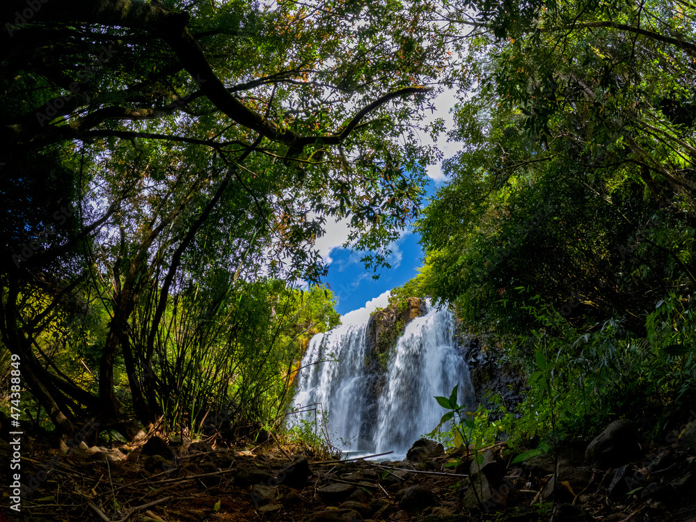 View of Cascade Latour (Latour waterfall) also known as 'Cascade du ...