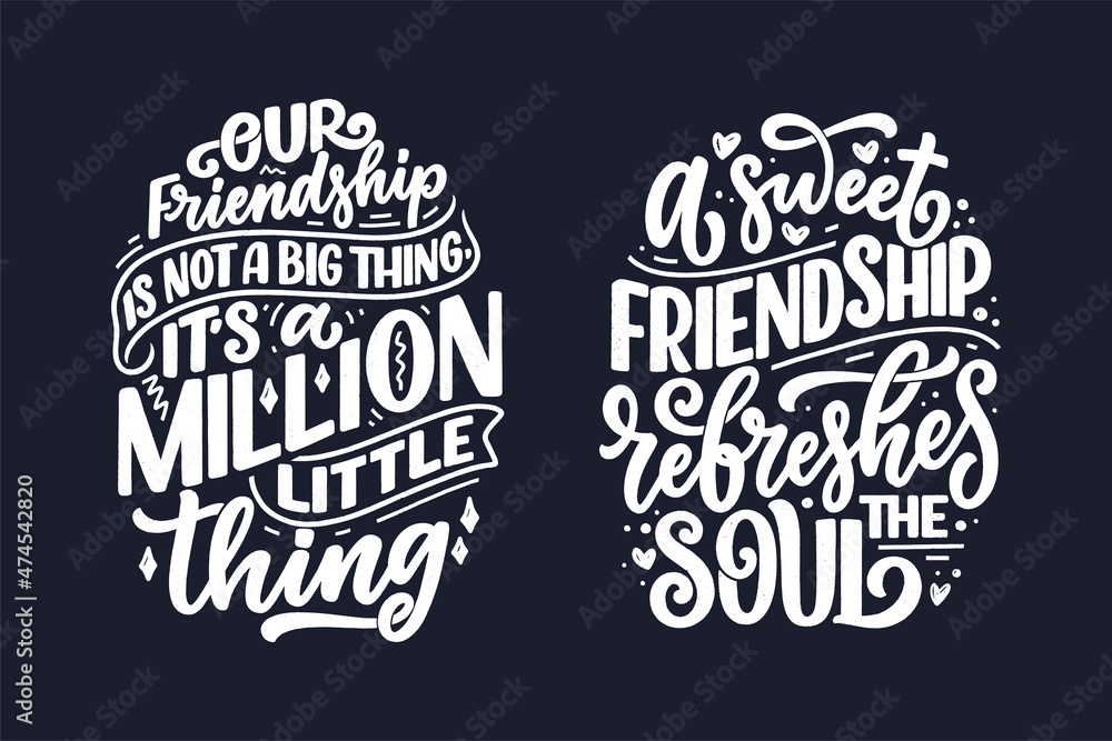 Set with hand drawn lettering quotes in modern calligraphy style about ...