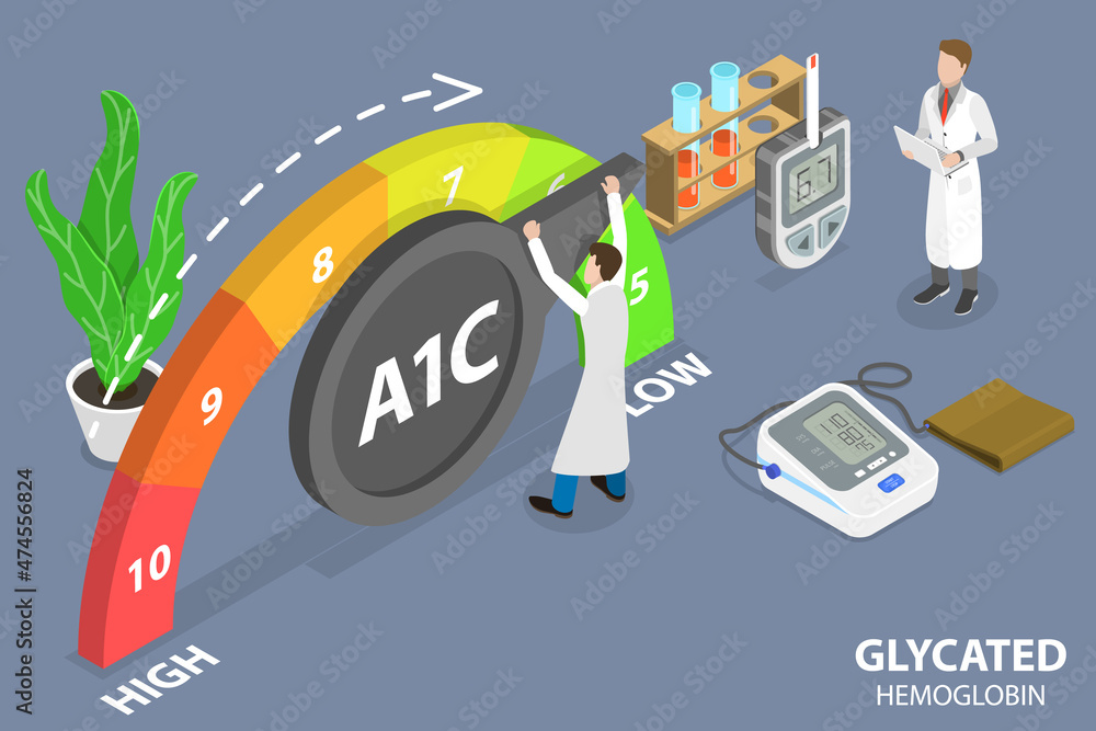 3D Isometric Flat Vector Conceptual Illustration of Glycated Hemoglobin ...