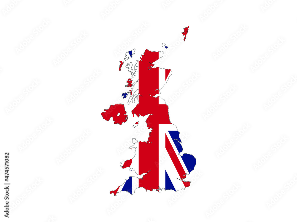 Map of United Kingdom Vector illustration. UK Map with flag, Great ...