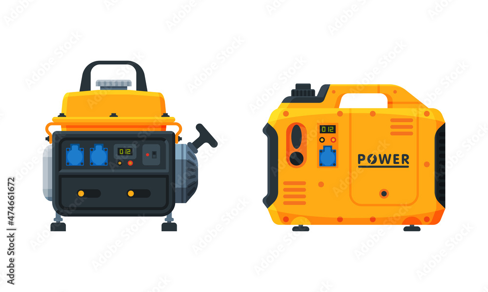 Types of Industrial Electrical Power Generator Vector Set Stock Vector ...