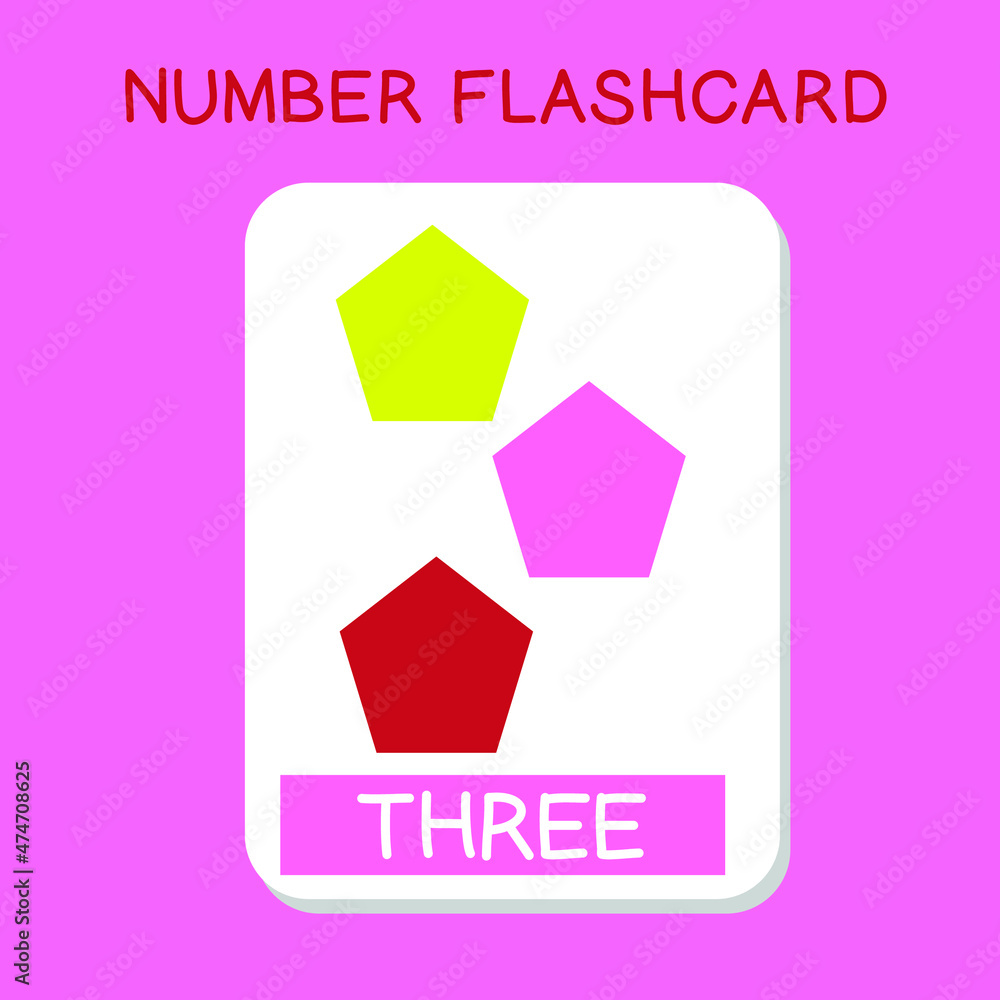 Stock-Vektorgrafik „Cute number flashcards with geometric shapes set ...
