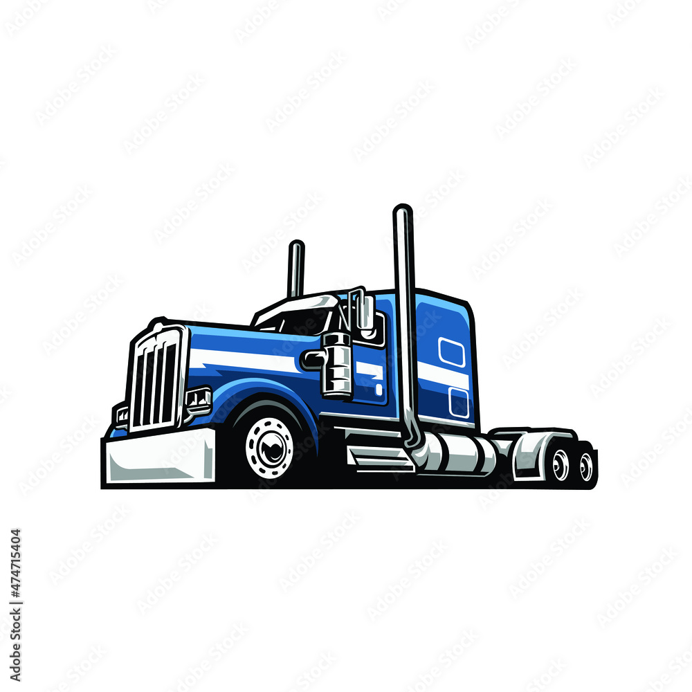 Semi truck 18 wheeler freightliner vector isolated. Best for trucking ...