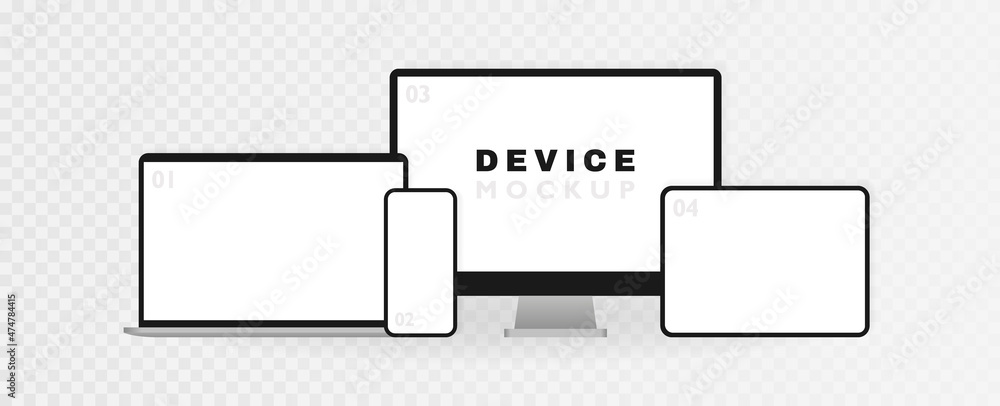 Electronic devices mockup set isolated on transparent background ...