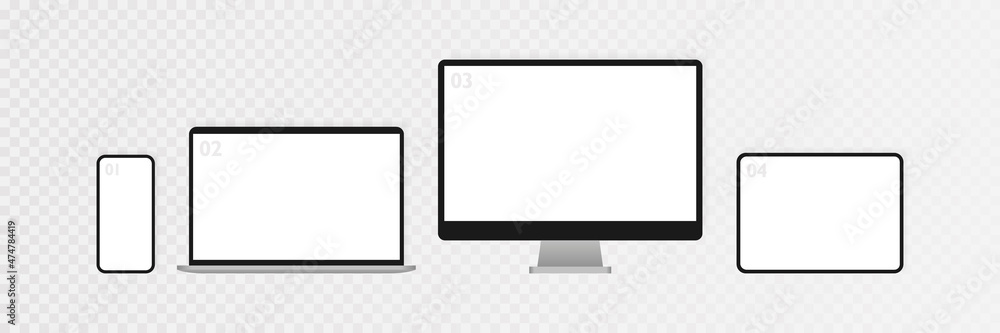 Electronic devices mockup set isolated on transparent background ...