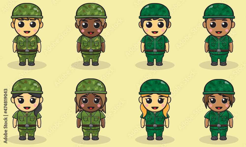 Vector illustration of Cute Soldier cartoon. flat cartoon character ...