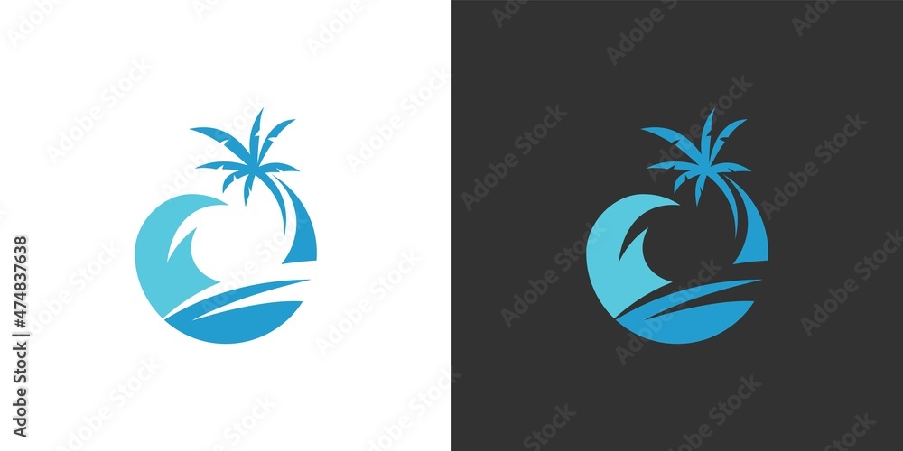 Blue island vector logo design concept. Stock Vector | Adobe Stock