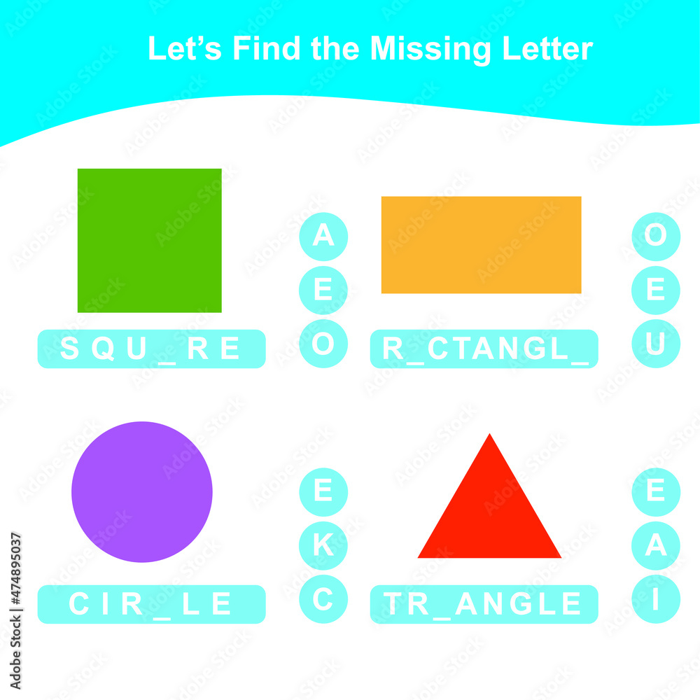 Find the missing letter of the shapes game for Preschool. Educational ...